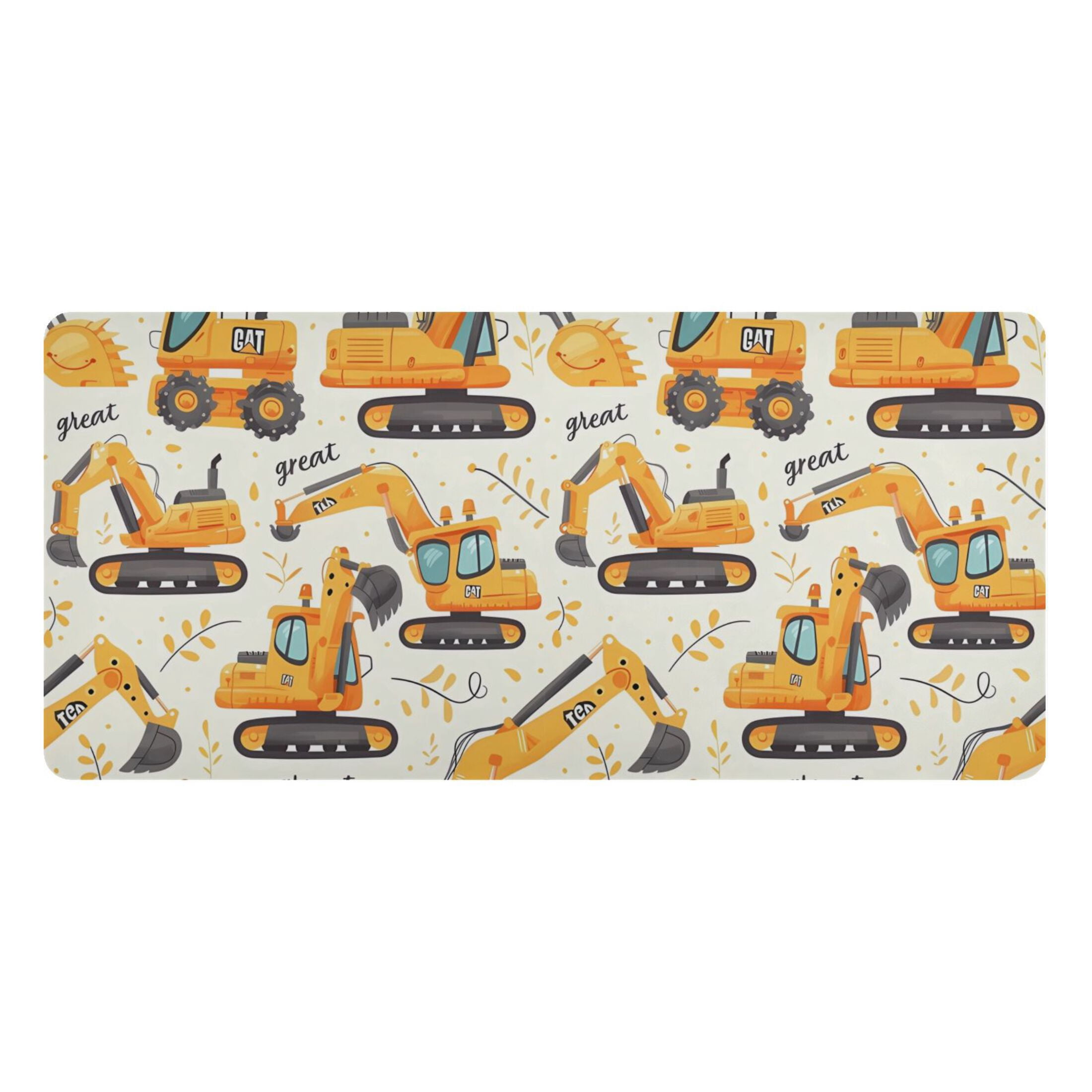 Cartoon Excavators Cute Desk Mats Large Mouse Pad Long Keyboard ...