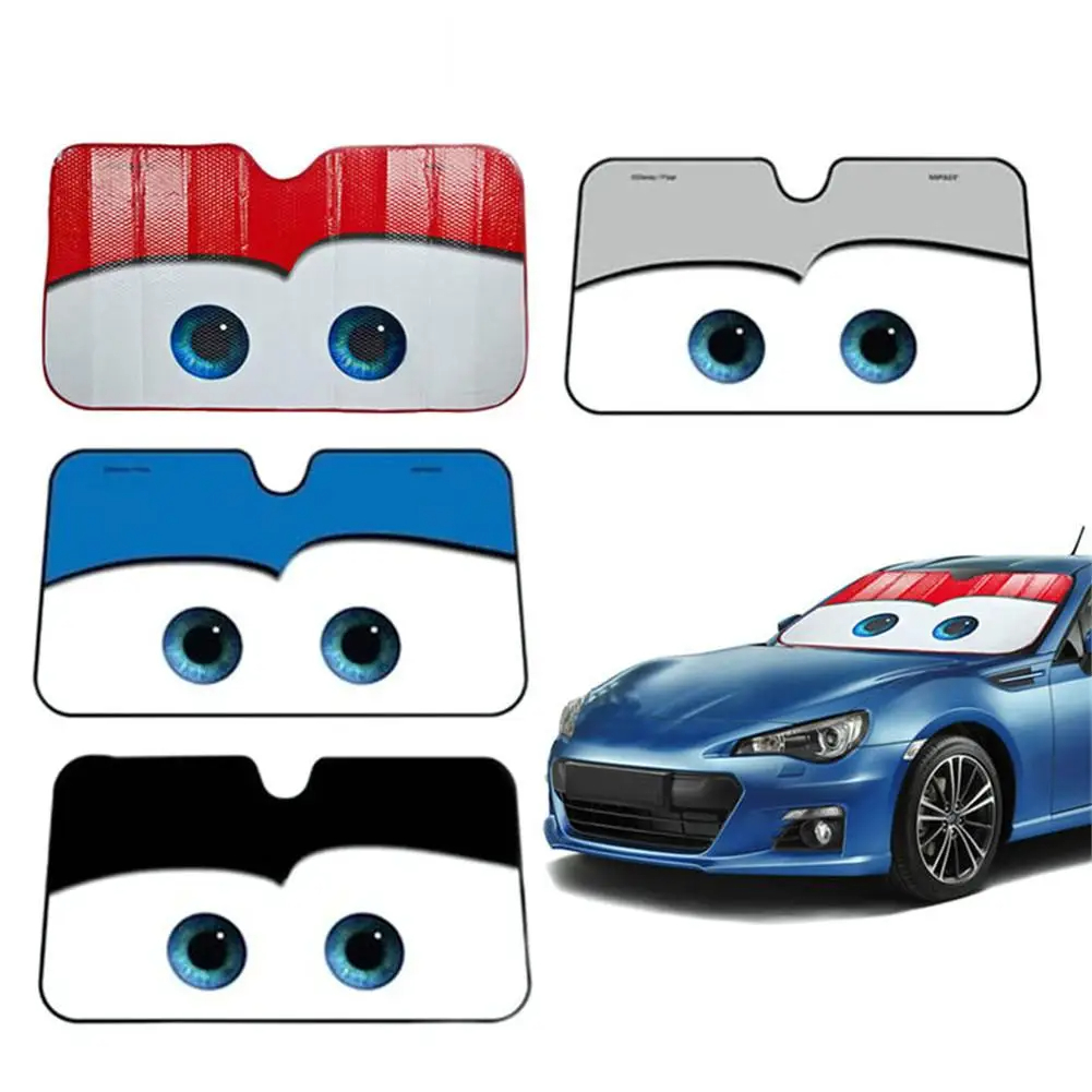 Cartoon Eyes Front Auto Vehicle Accordion Sunshade, Car Windshield Sun ...