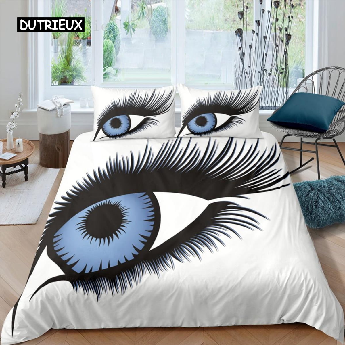 Cartoon Eyes Duvet Cover Set Facial Features Face Organs Twin Bedding ...