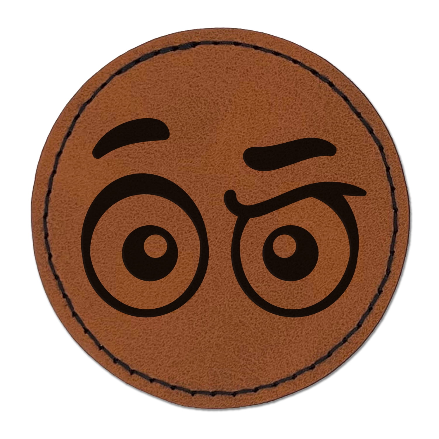 Cartoon Eyes Raised Brow Concerned Confused Judging 2.5" Faux Leather ...