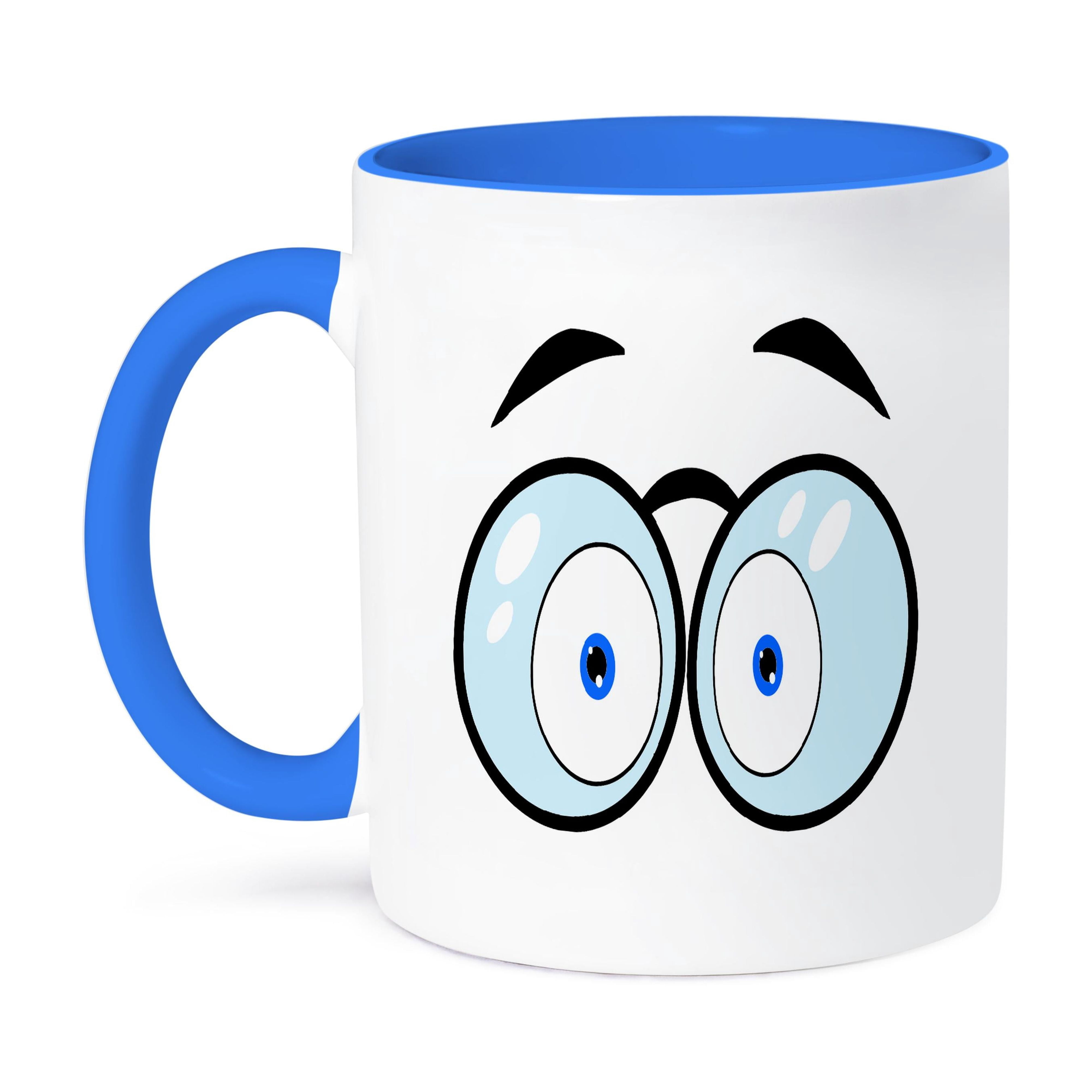 3dRose, Cartoon Eyes With Glasses, 15oz Two-Tone Blue Mug - Walmart.com
