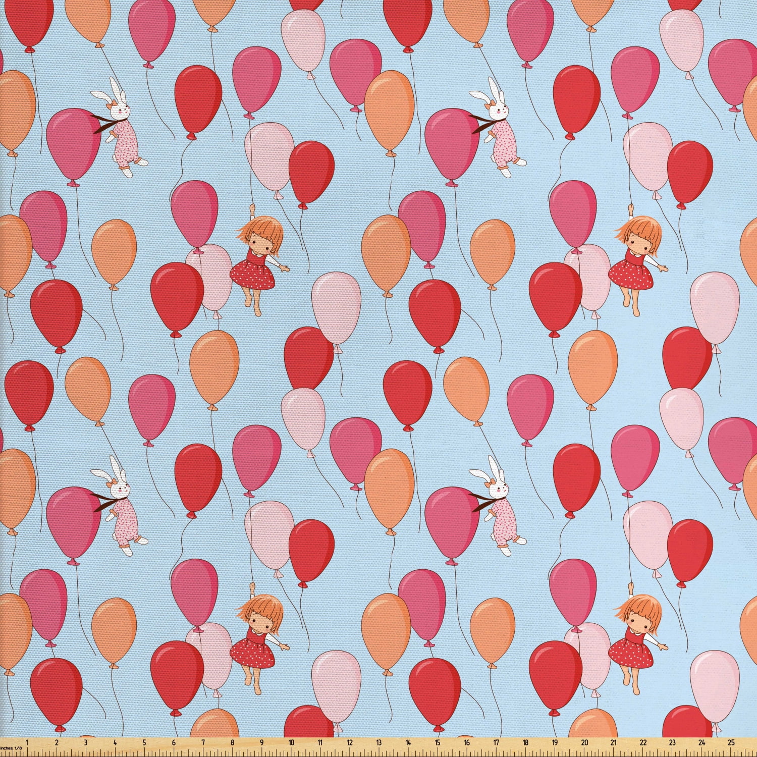 Ambesonne Cartoon Fabric by the Yard Upholstery, Bunny Girl and ...