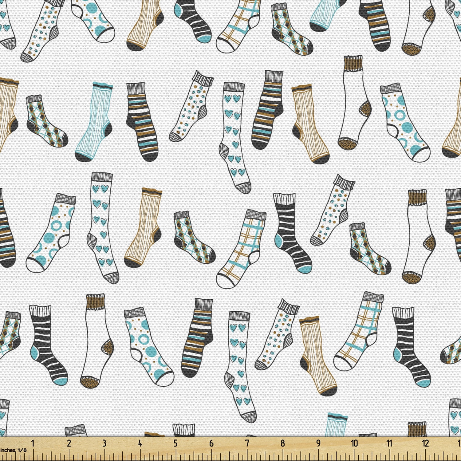 Ambesonne Cartoon Fabric by the Yard Upholstery, Rain of Socks Laundry ...