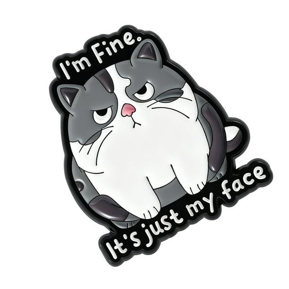 Cartoon Face Brooch Pin With Hilarious I'm Fine It's Just My Face ...