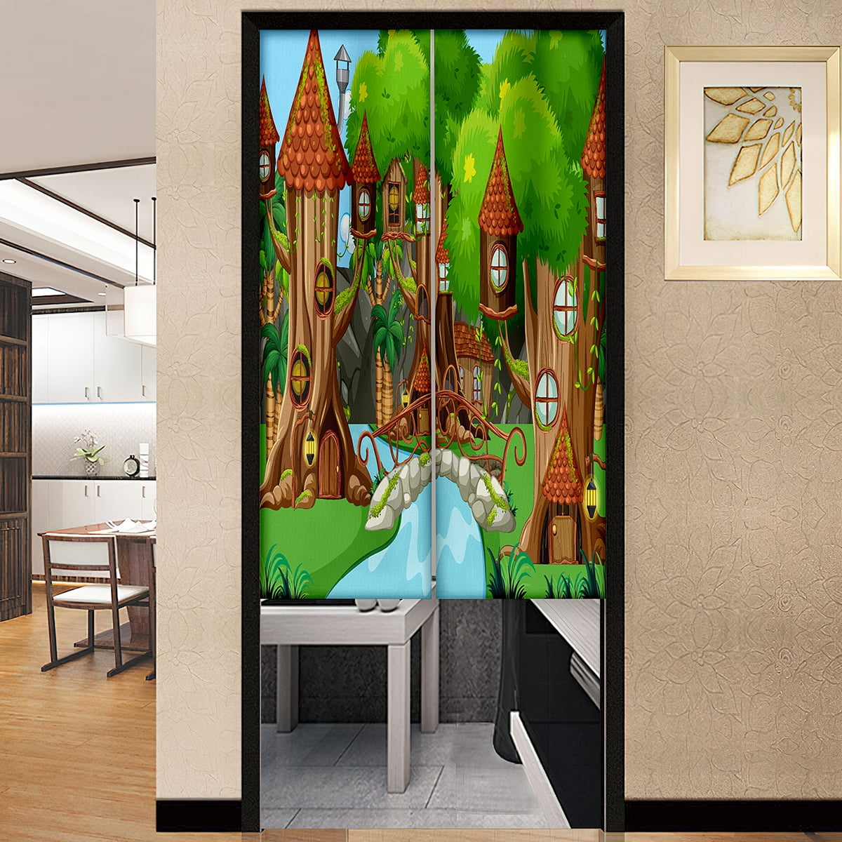 Cartoon Fairy Tale House Japanese Door Curtain Kitchen Partition Drapes ...