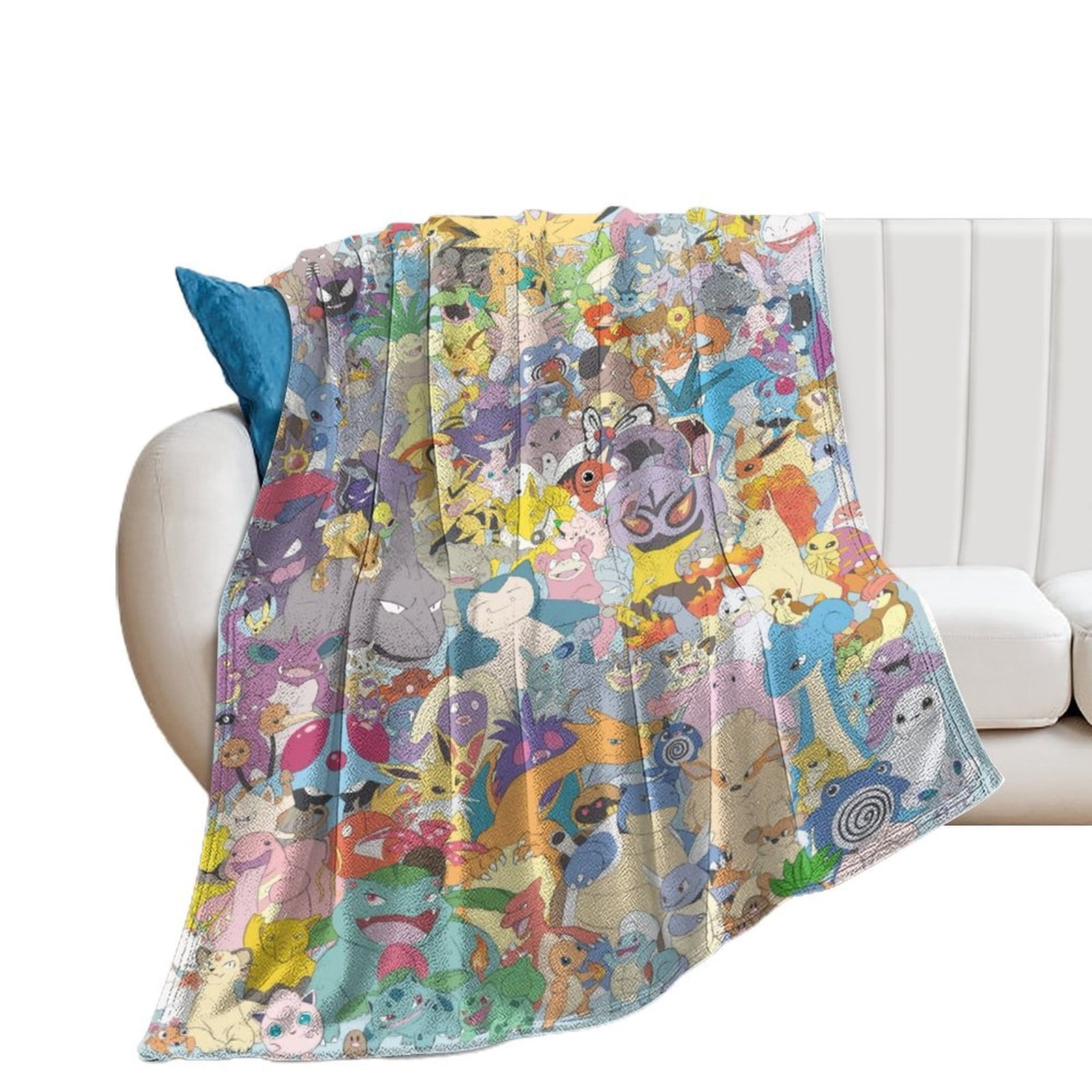 Cartoon Family Pokémon Luxury Flannel Blanket - Super Soft Anti-Static ...