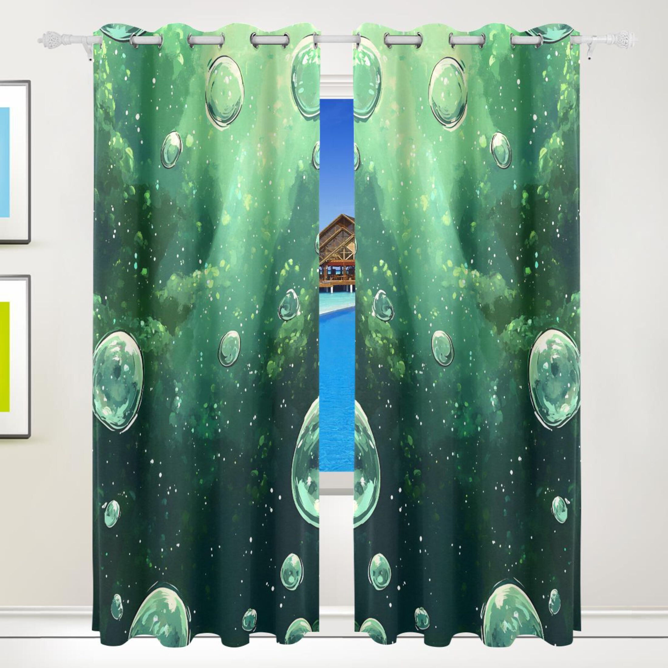 Cartoon Fantasy Bubble Blackout Curtains for Living Room Bedroom 55W x ...