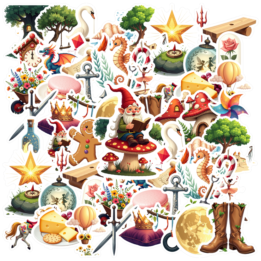 Cartoon Fantasy World Stickers, Waterproof Fantasy World Sticker for ...