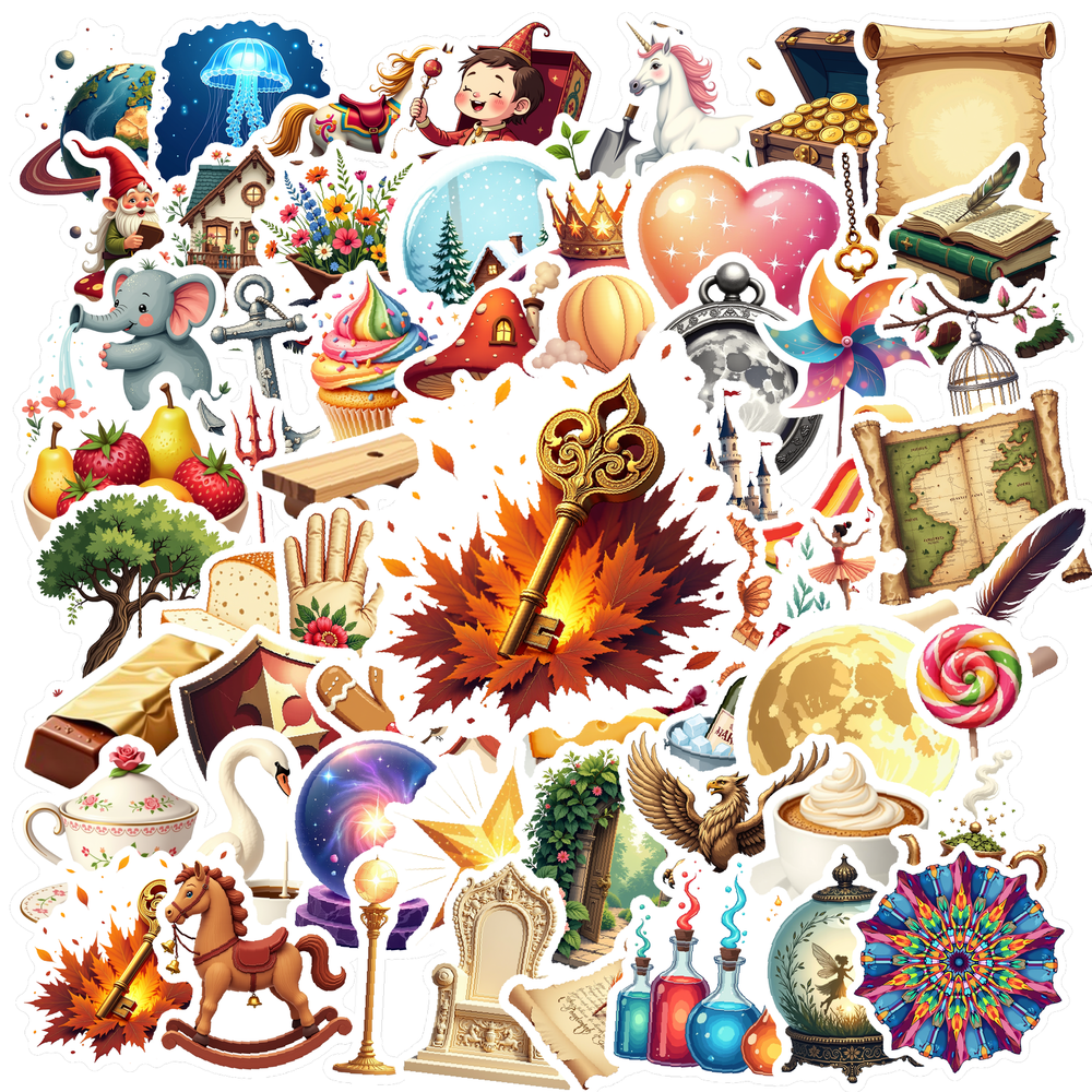 Cartoon Fantasy World Stickers, Waterproof Fantasy World Sticker for ...