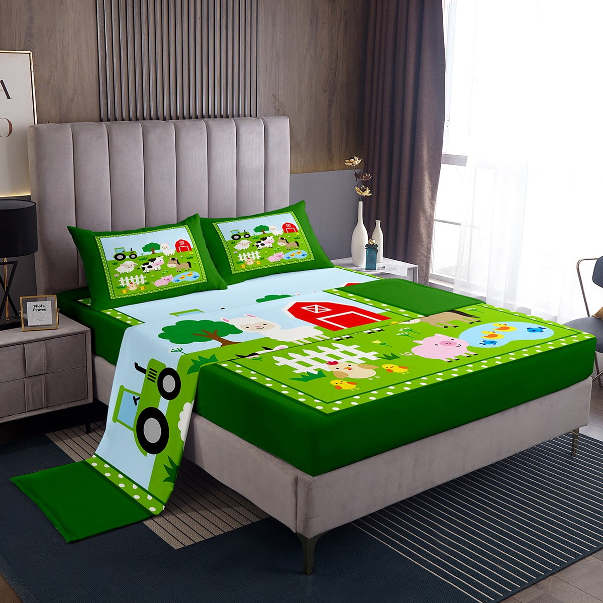 Cartoon Farm Animals Bed Sheets Set Kids Cute Animal Print Sheets ...