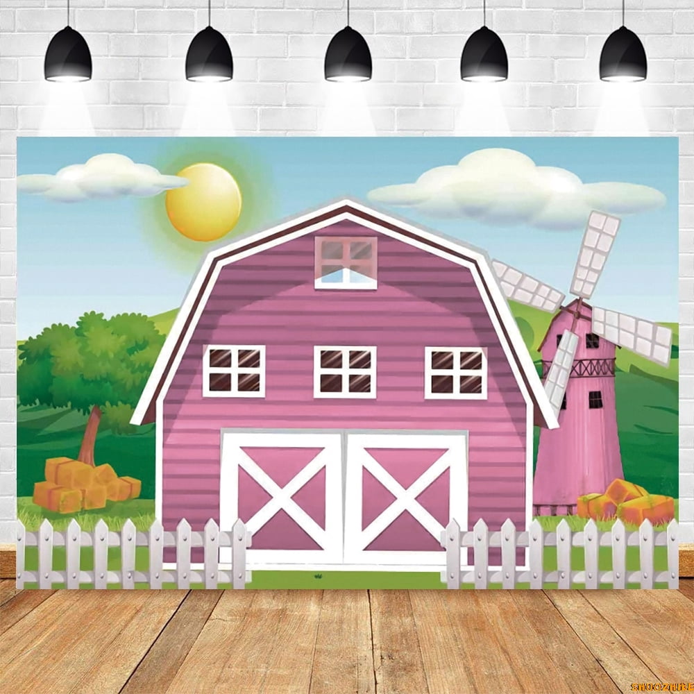 Cartoon Farm Animals Party Backdrop Newborn Baby Birthday Background ...