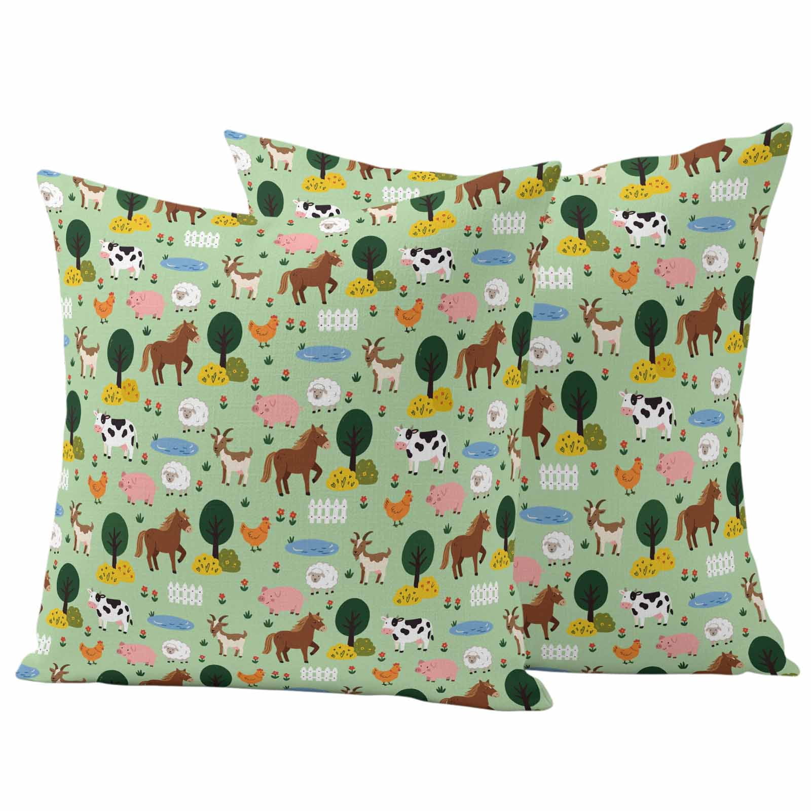 Cartoon Farm Outdoor Waterproof Pillow Covers, Funny Cow Horse Sheep ...
