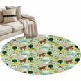 Cartoon Farm Round Rug 4ft Washable Circle Entryway Rugs Non Slip Funny ...