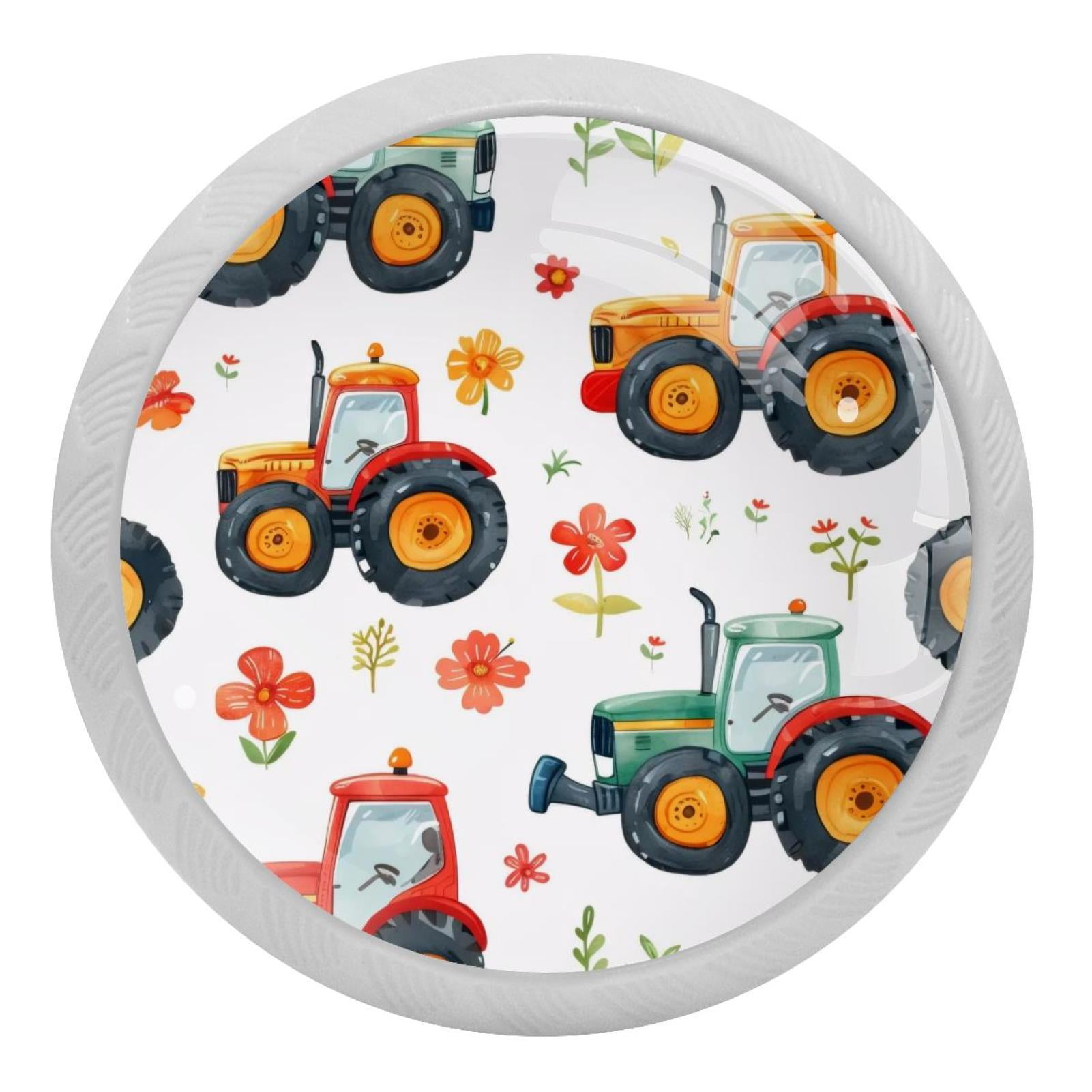 Cartoon Farm Tractors Florals Crystal Glass Drawer Knob Pull Ergonomic ...