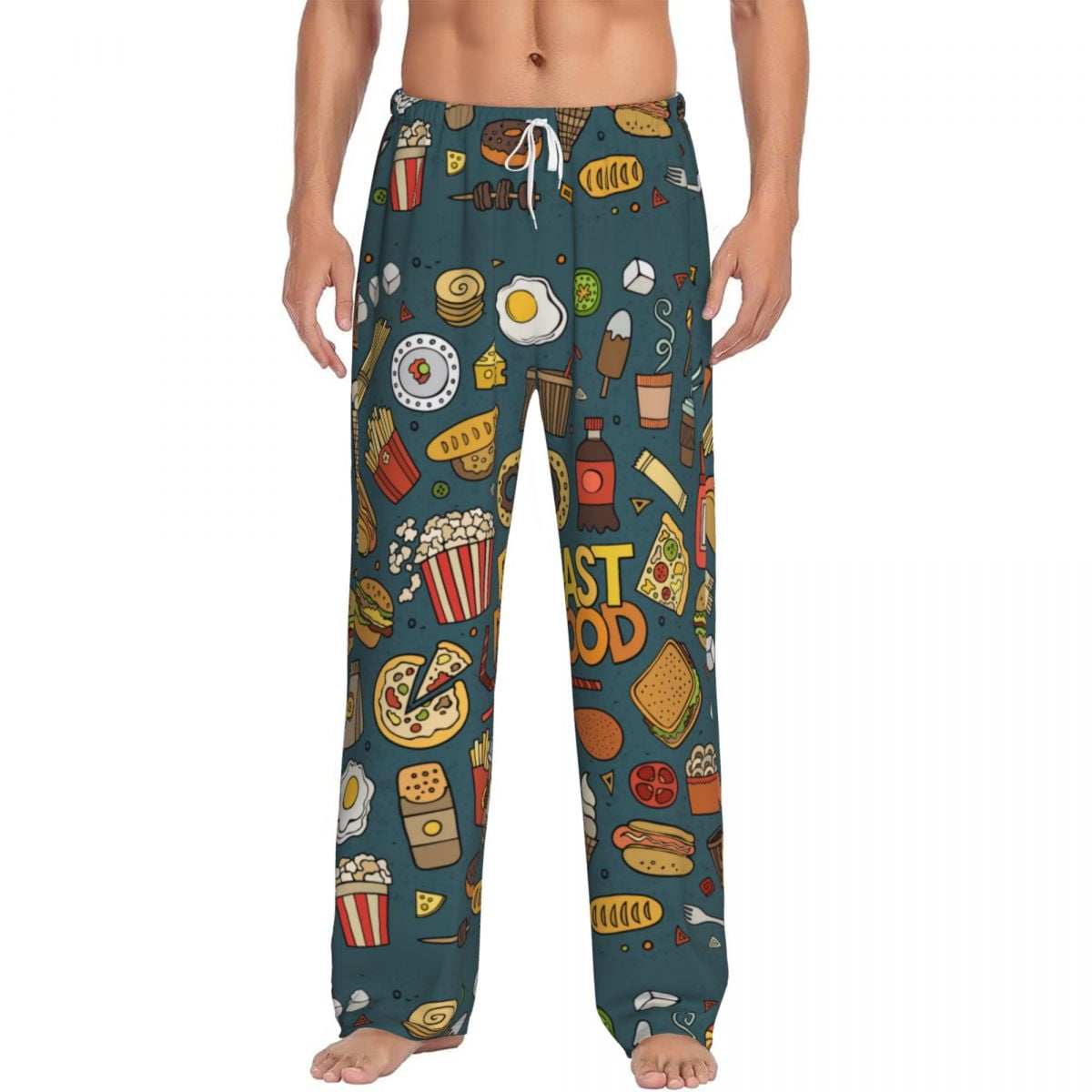 Cartoon Fast Food Theme Men Sleep Bottoms Male Lounge Trousers Men's ...