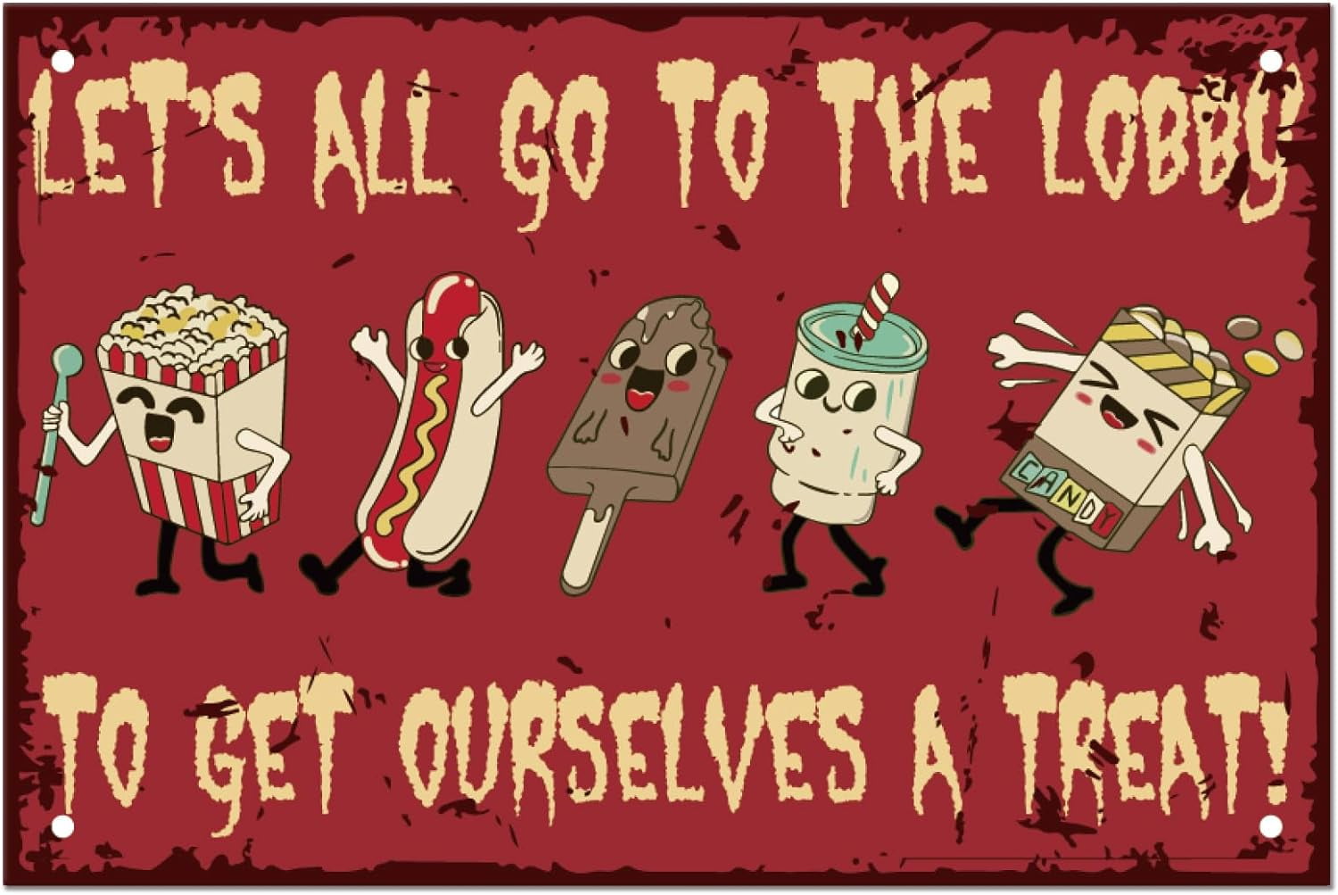 Cartoon Fast Food Tin Sign French Fries Hot Dogs Candy Ice Cream Tin ...