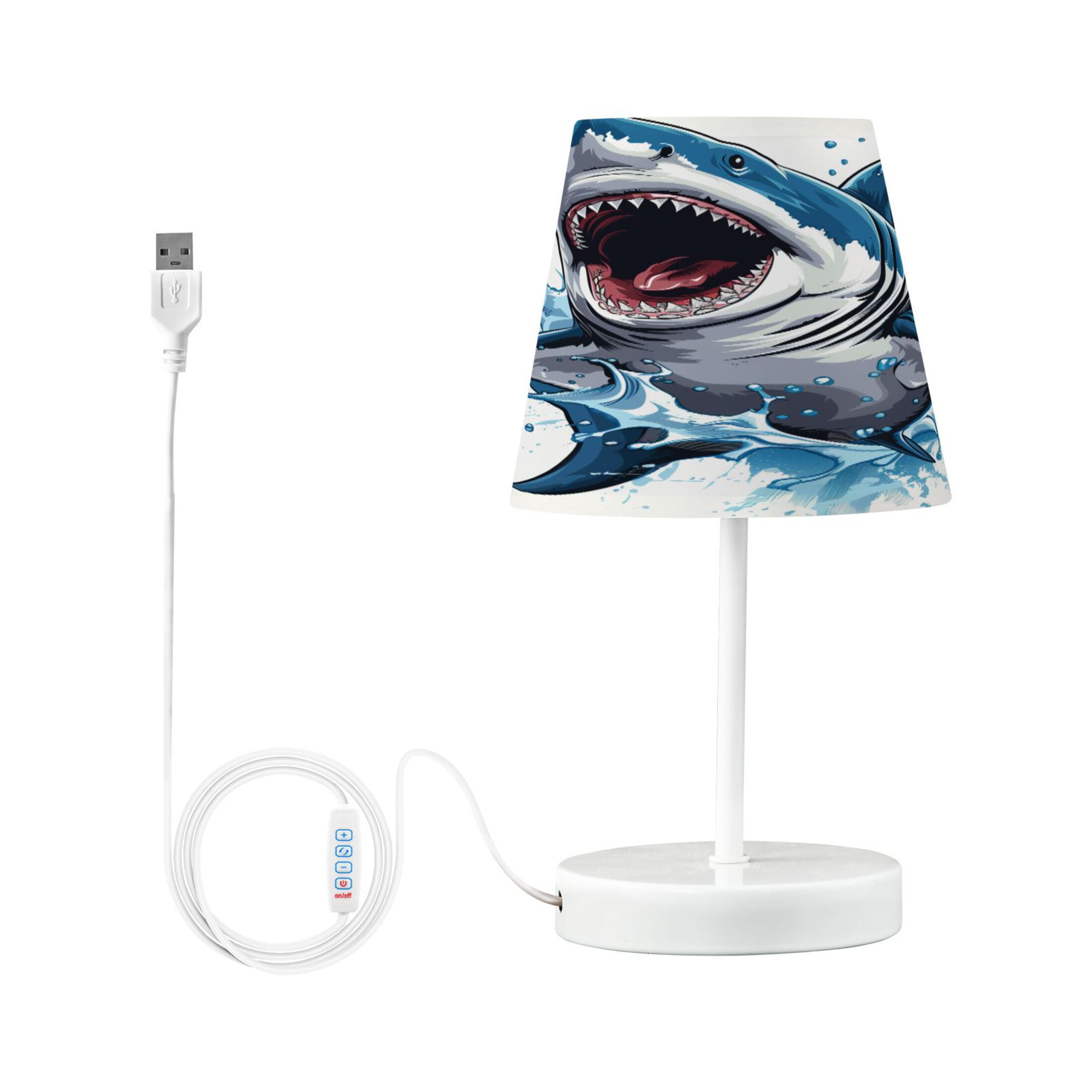 Cartoon Fierce Shark Desk Lamp LED Table Nightstand Lamps with 3 Color ...