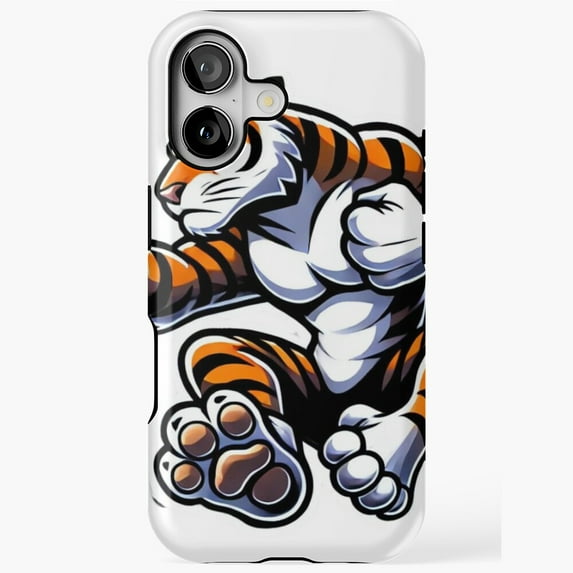 Cartoon Fierce Tiger Icon Graphic Art iPhone Case 17 16 15 14 13 12 11 ...