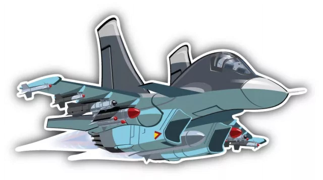 Cartoon Fighter Bomber Su 34 Sticker Phone Decal Water Bottle Stickers ...