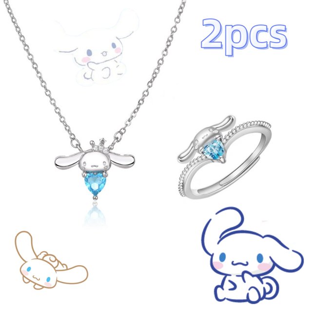 Cartoon Figure Cinnamoroll Rings Necklace Kawaii My Melody Kuromi Rings ...