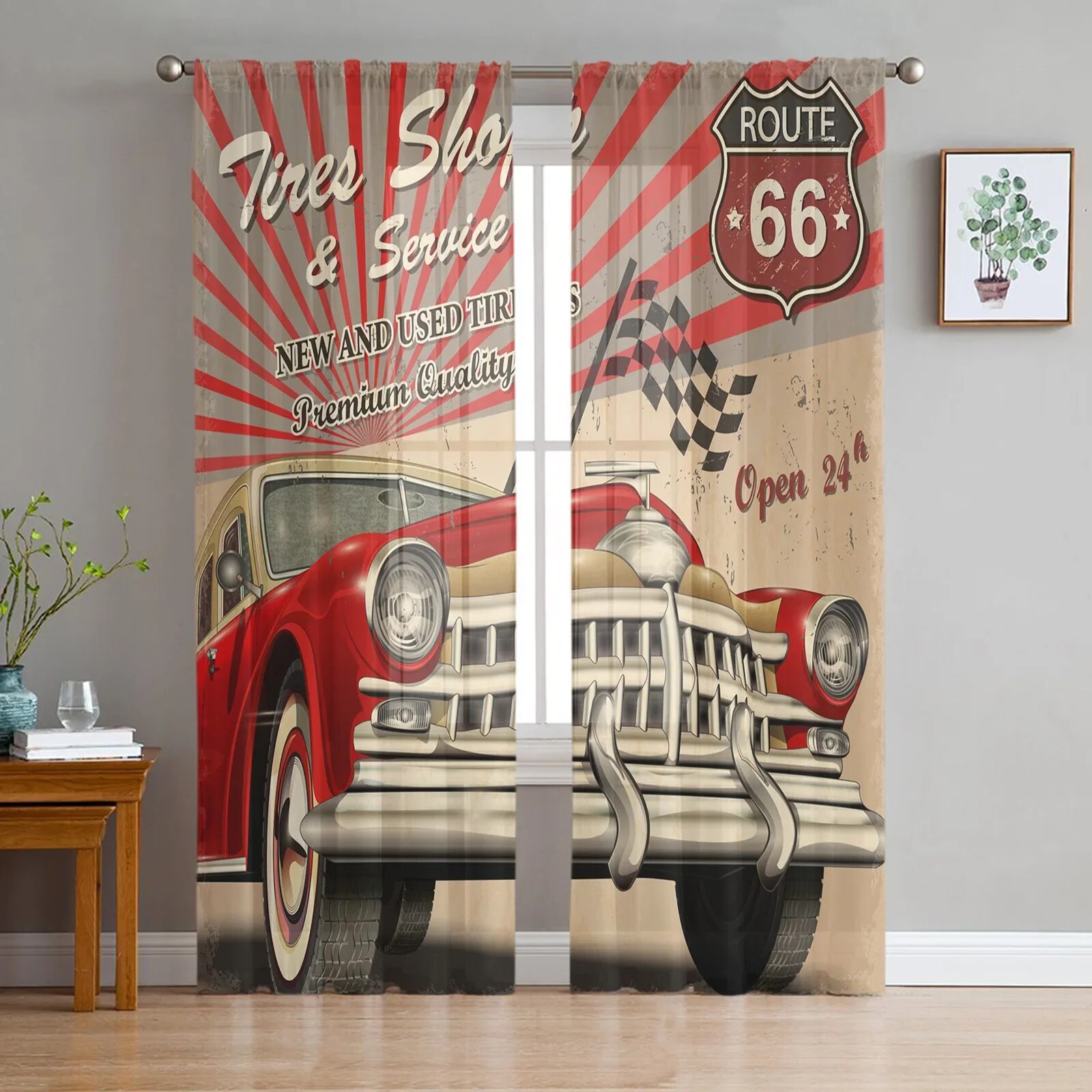 Cartoon Fire Truck Ambulance Police Car Chiffon Sheer Curtains for ...