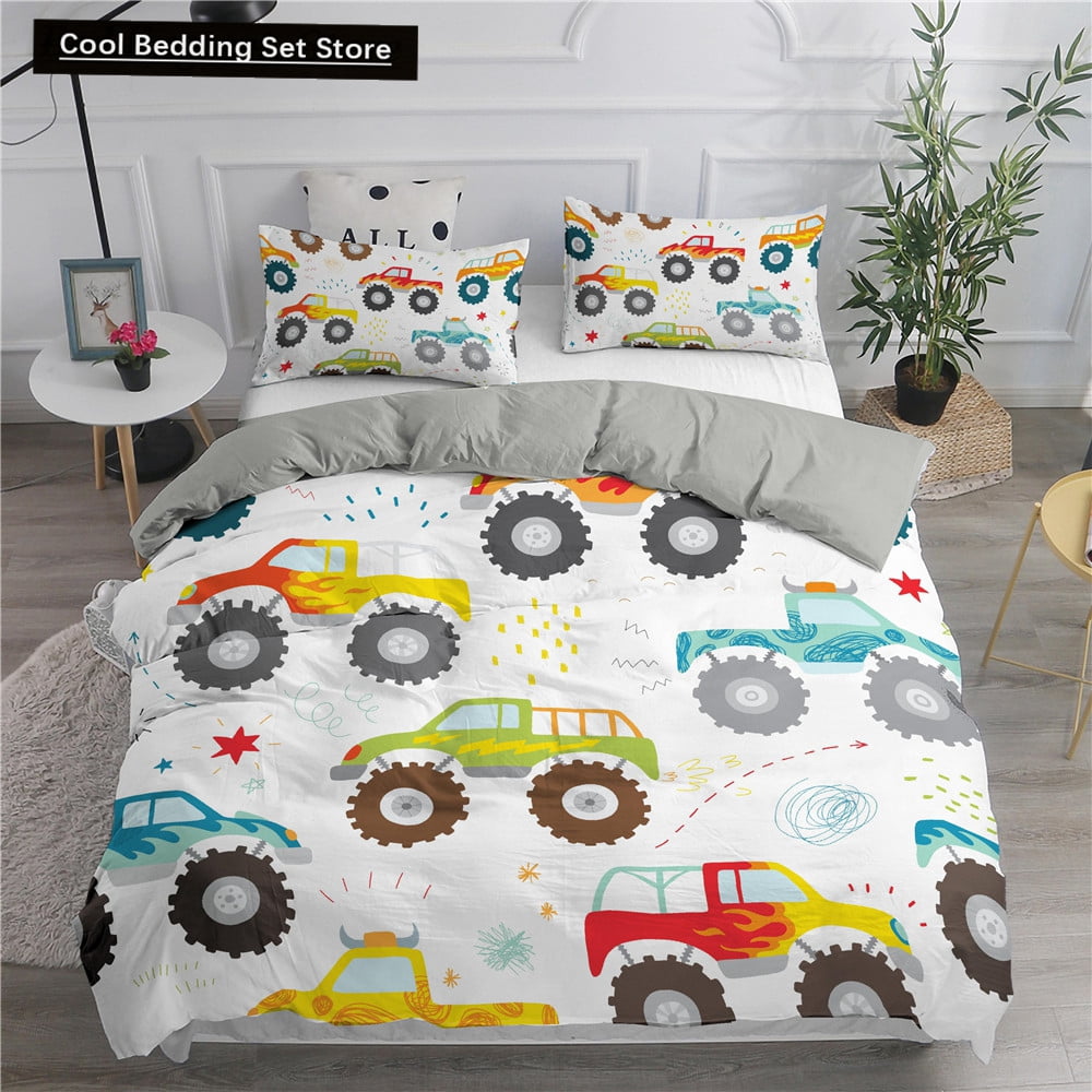 Cartoon Fire Truck King Bedding Set for Boys Kids Concrete Truck Duvet ...