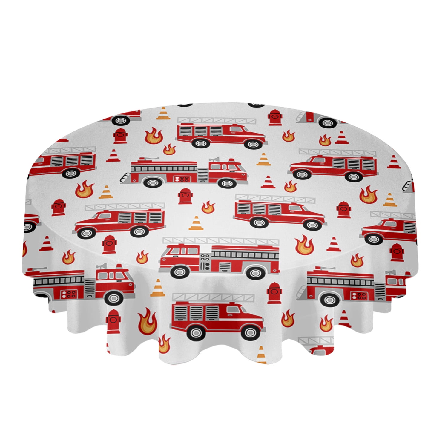 Cartoon Fire Truck Round Tablecloth Waterproof Wedding Banquet Table ...