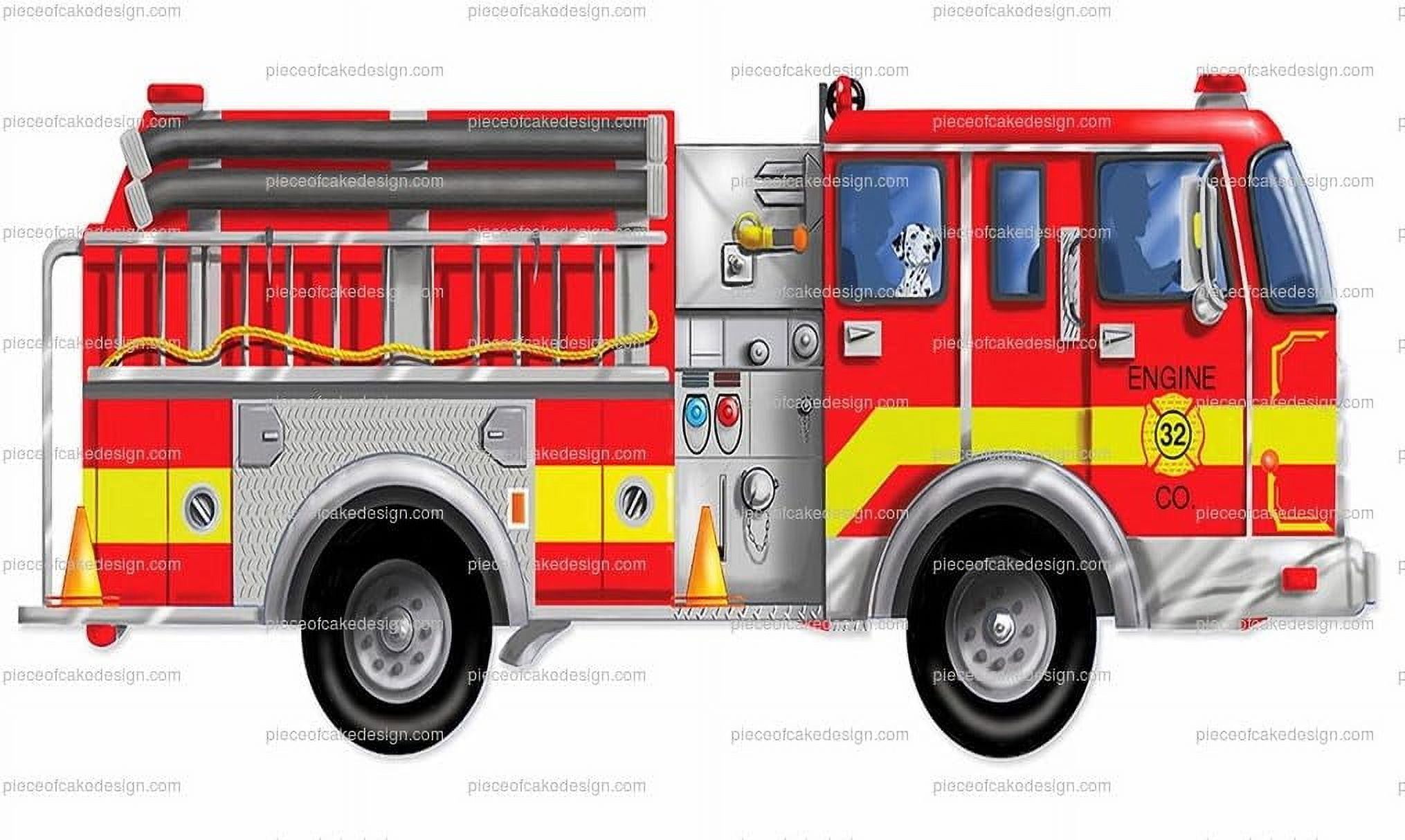 - Cartoon Firetruck With Dalmation Birthday Cake Topper - Walmart.com