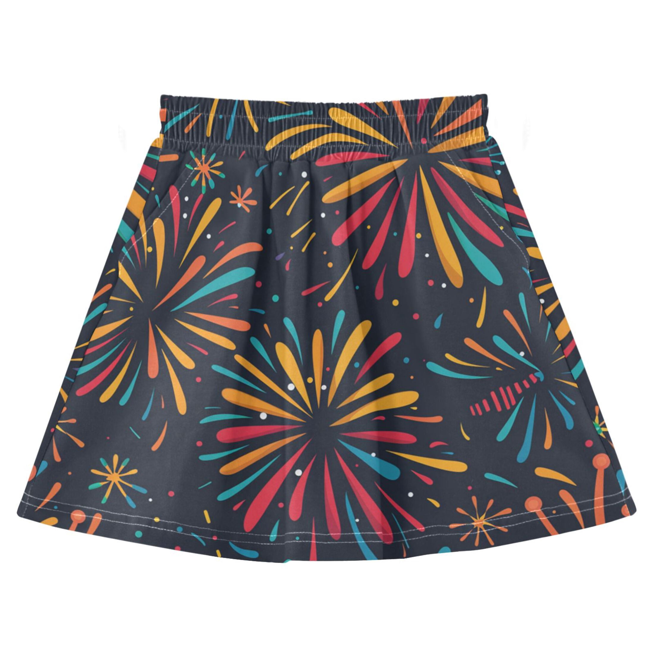 Cartoon Fireworks in Night Girls' Skirts A-Line Skirts with Under Dress ...
