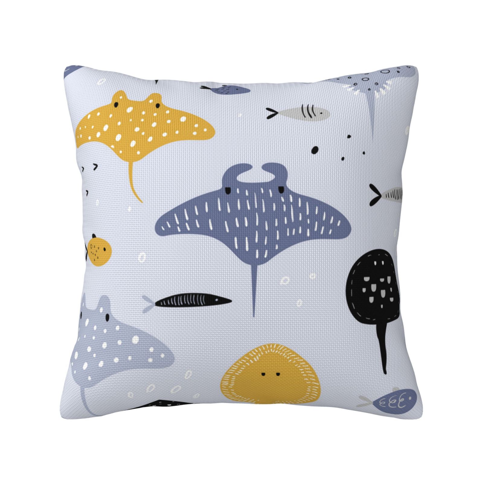 Cartoon Fish And Stingray Pillow Cover Decorative Throw Pillowcase Soft ...