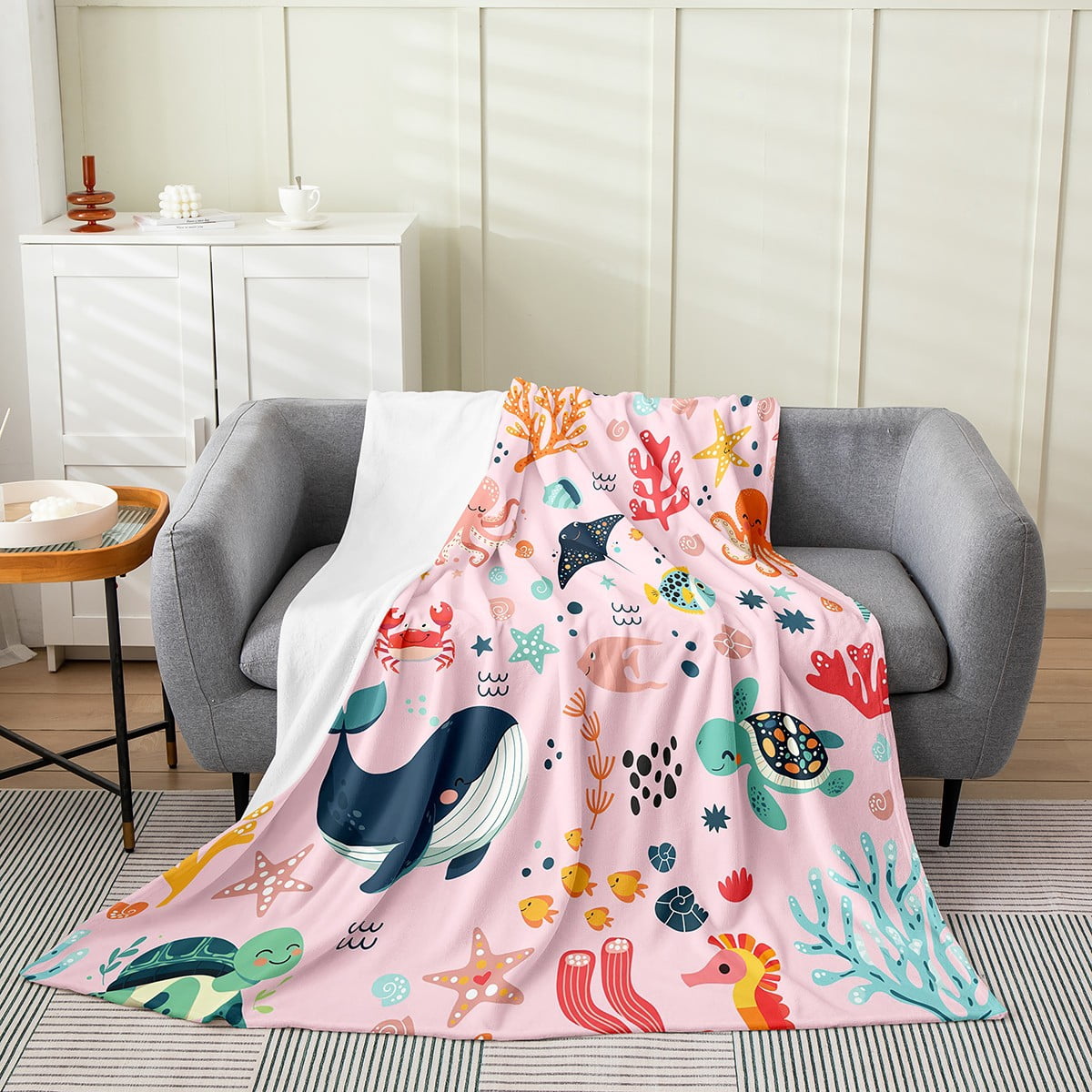 Cartoon Fish Blanket Throw 50x60,Cute Animals Crab Throw Blanket For ...