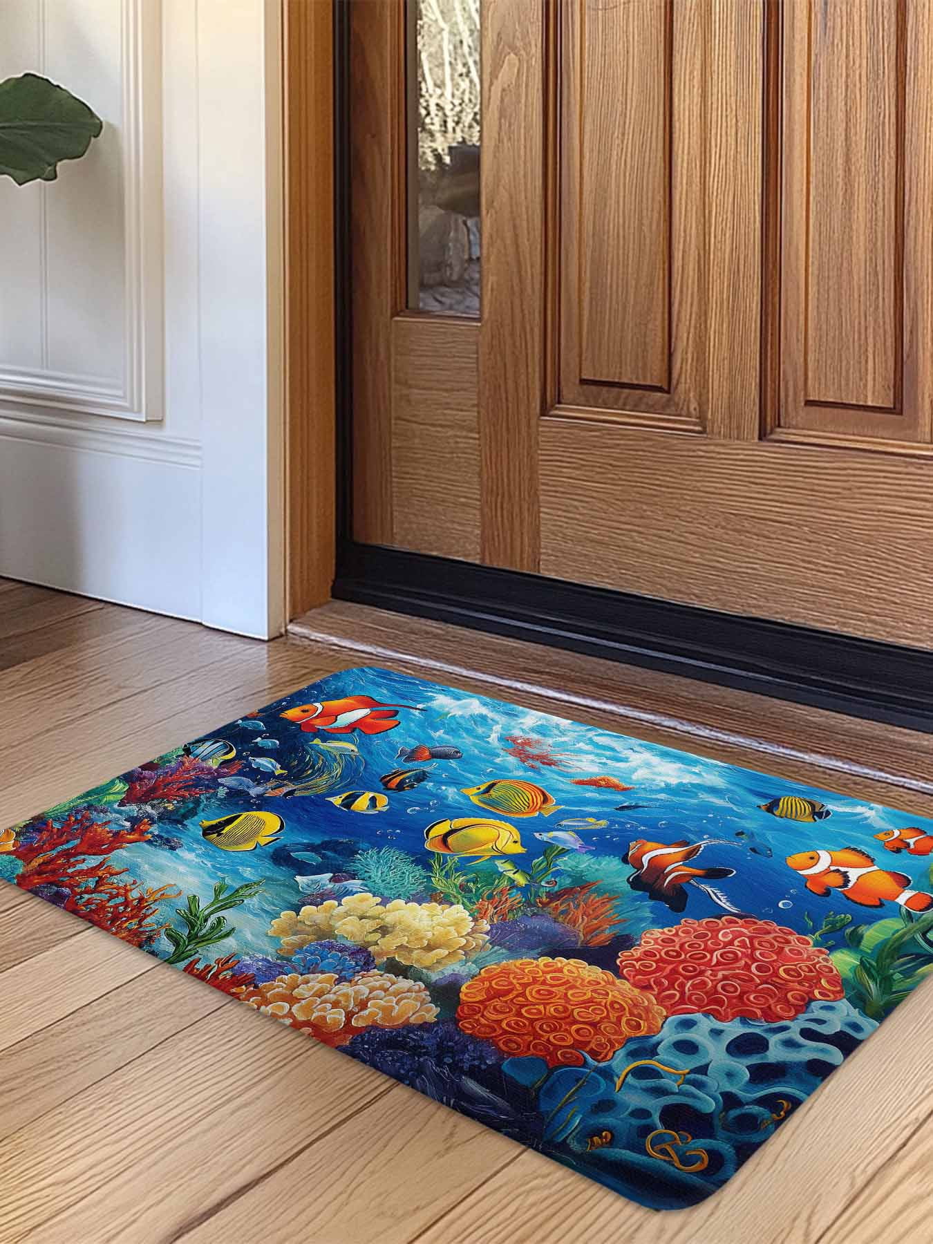Cartoon Fish Door Mat Indoor Outdoor Entrance, Non Slip Rug for Kitchen ...