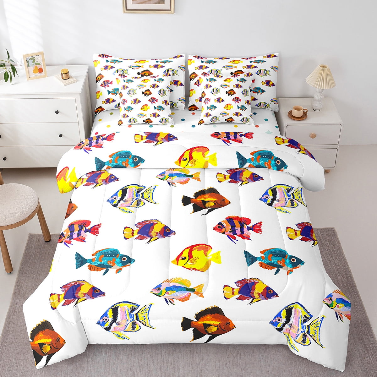 Cartoon Fish Comforter King Size,Fishing And Hunting Fisherman 7 Pieces ...