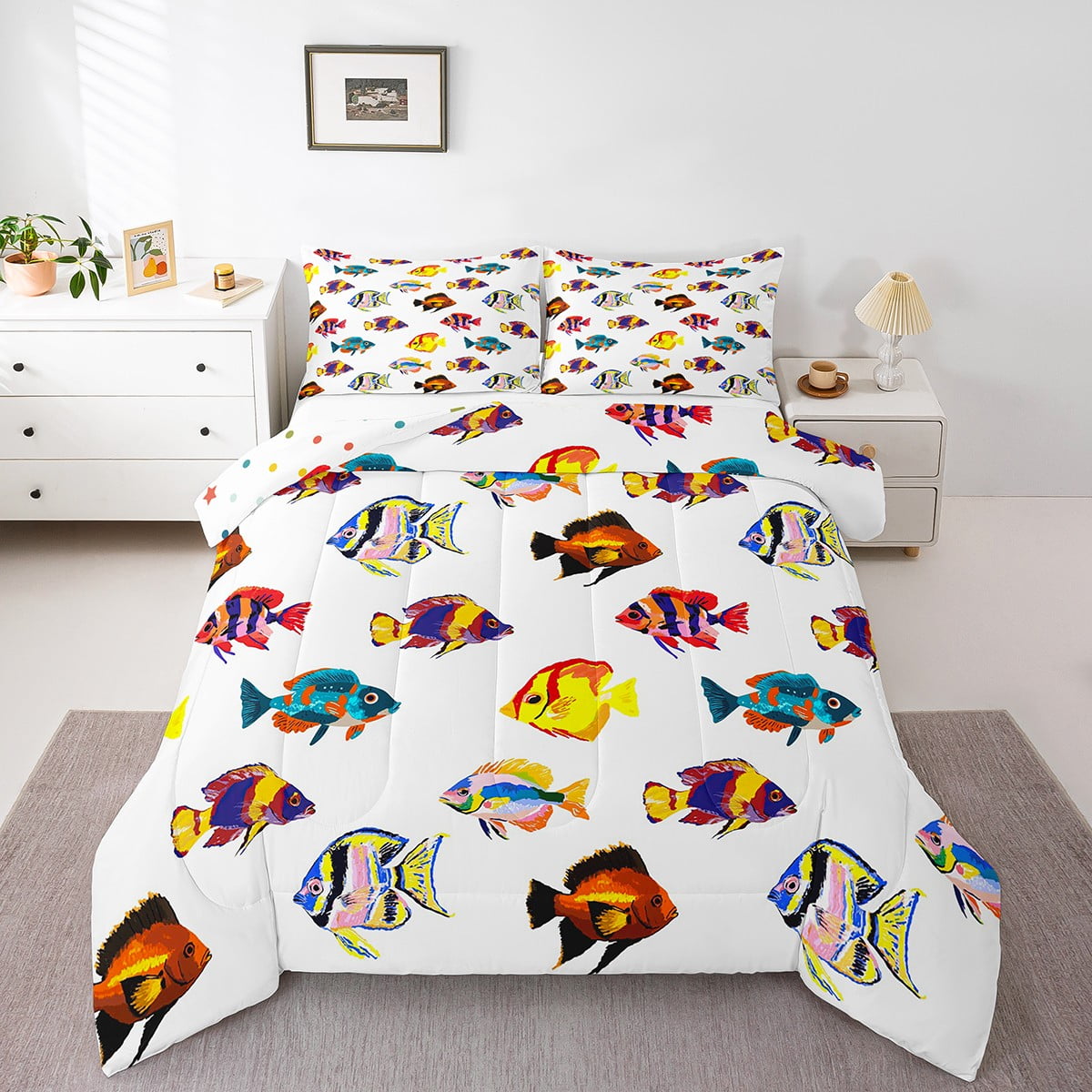 Cartoon Fish Kids Down Comforter Twin Size,Fishing And Hunting ...