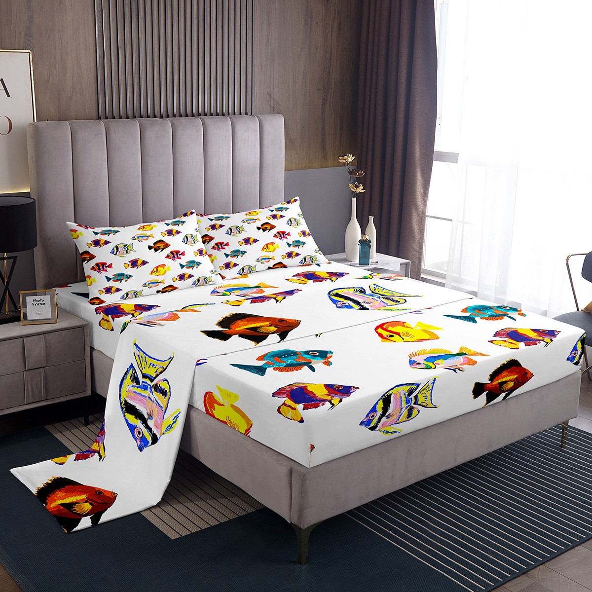 Cartoon Fish Sheet Set King Size,Fishing And Hunting Fisherman Sheets ...