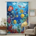Cartoon Fish Sheer Curtains 72 Inches Long, Blue Colorful Sea Ocean ...