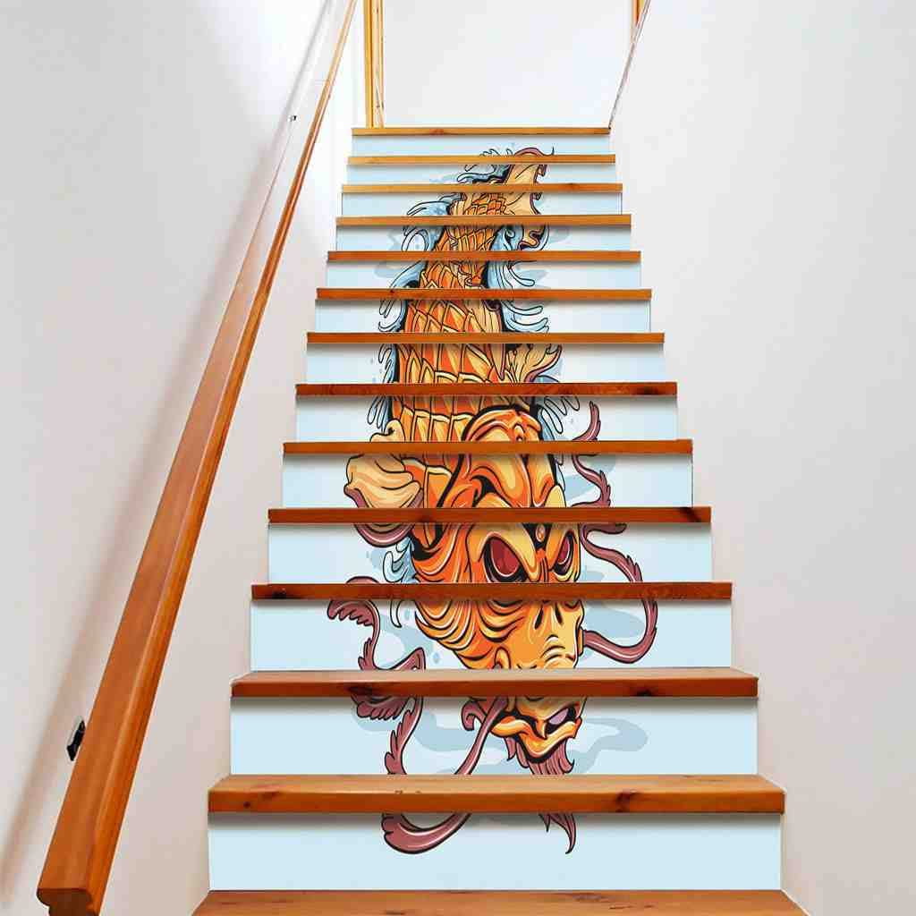 Cartoon Fish Stair Stickers Cute Ocean ClownStaircase Decals Color ...
