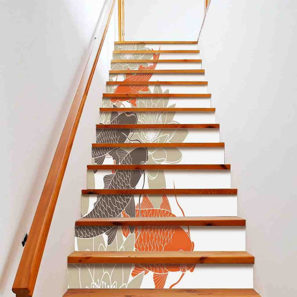 Cartoon Fish Stair Stickers Cute Ocean ClownStaircase Decals Color ...