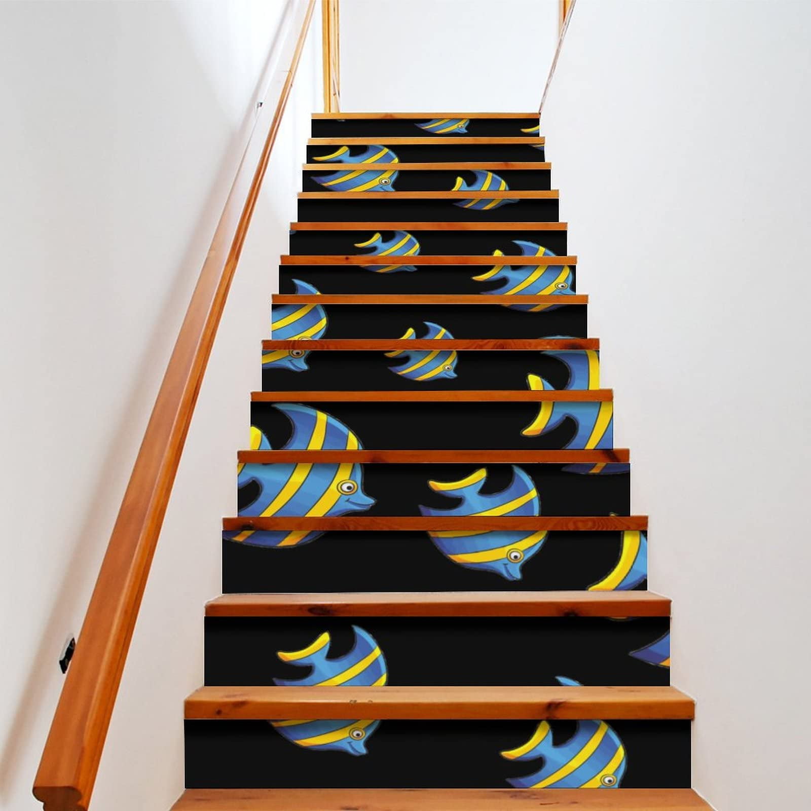 Cartoon Fish Stair Stickers Cute Ocean ClownStaircase Decals Color ...