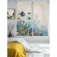Cartoon Fish Summer Ocean Coral Chiffon Sheer Curtains 63 Inches Long ...
