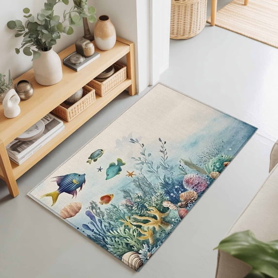 Cartoon Fish Summer Ocean Coral Rectangle Area Rug 2x3ft,Living Room ...