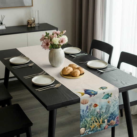 Cartoon Fish Summer Ocean Coral Table Runner 36 Inches Long,Kitchen ...