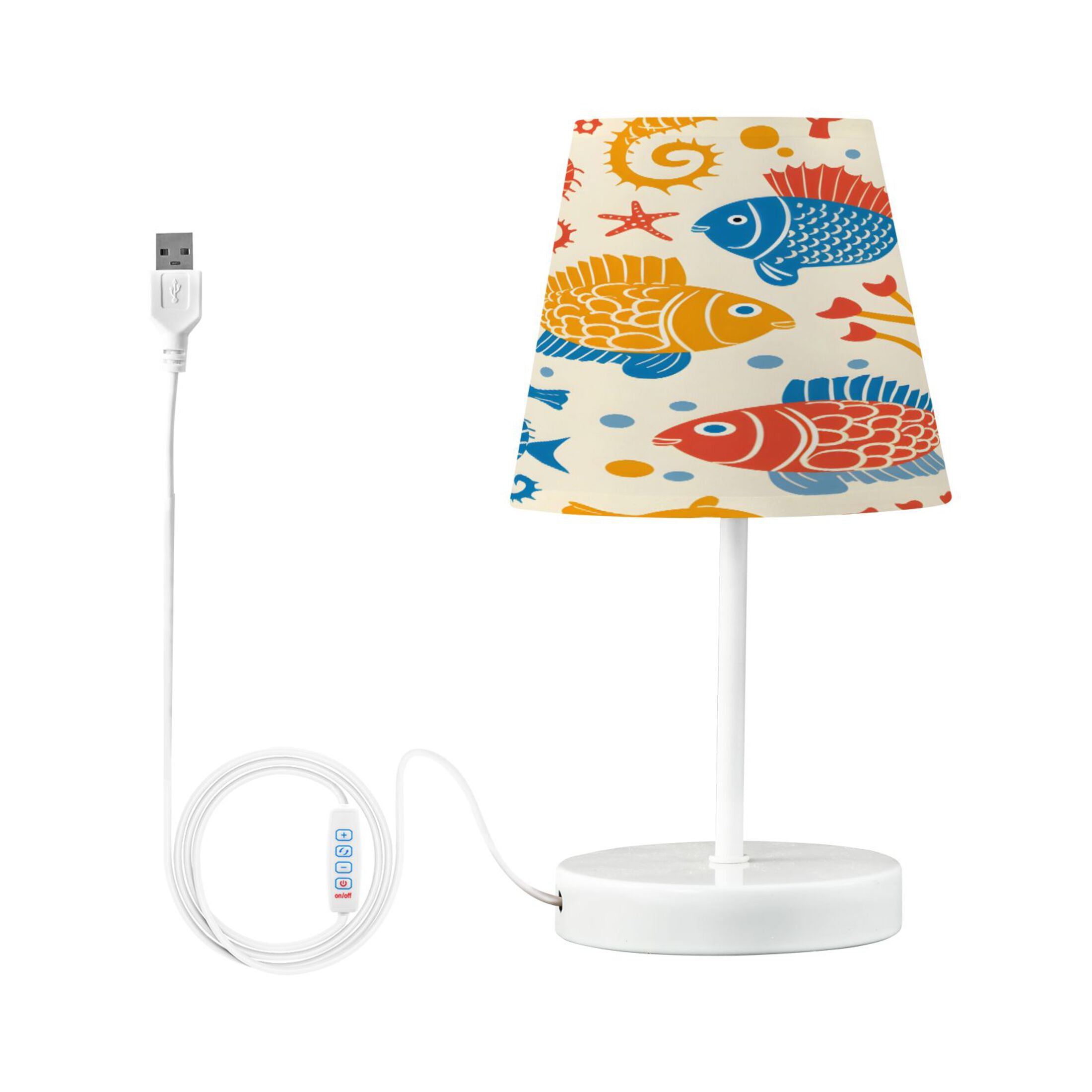 Cartoon Fish and Seahorse Desk Lamp LED Table Nightstand Lamps with 3 ...