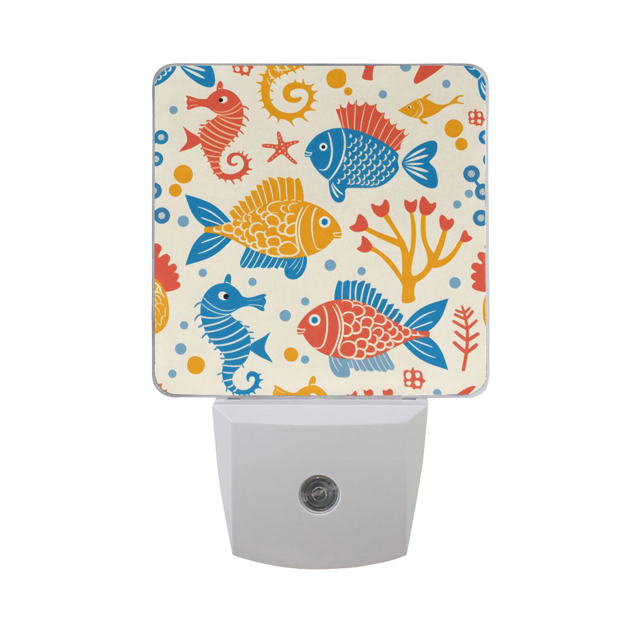 Cartoon Fish and Seahorse Night Light 2 Pack LED Nightlight Plug into ...