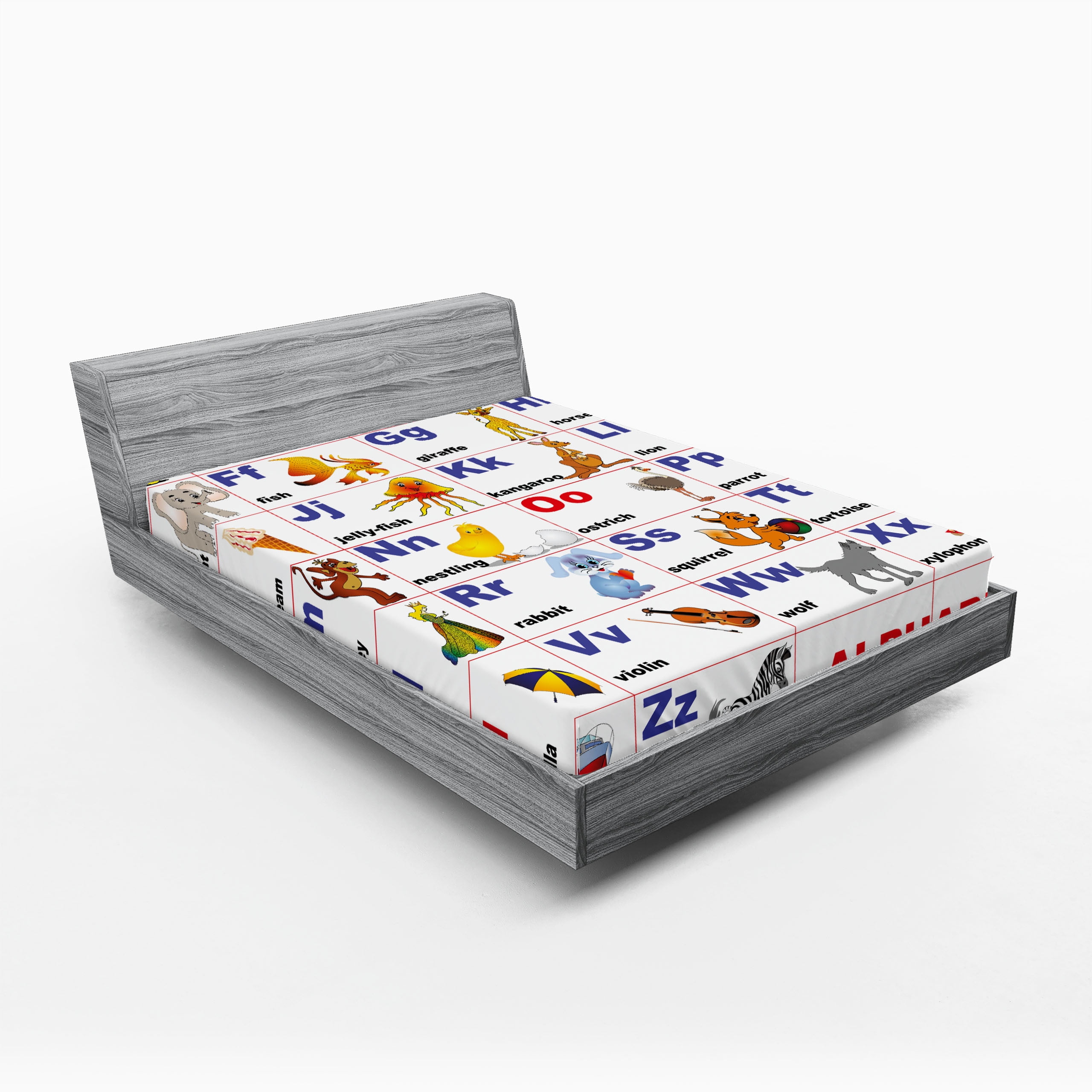 Cartoon Fitted Sheet, Animals Placed on Letter the Alphabet Chart ...
