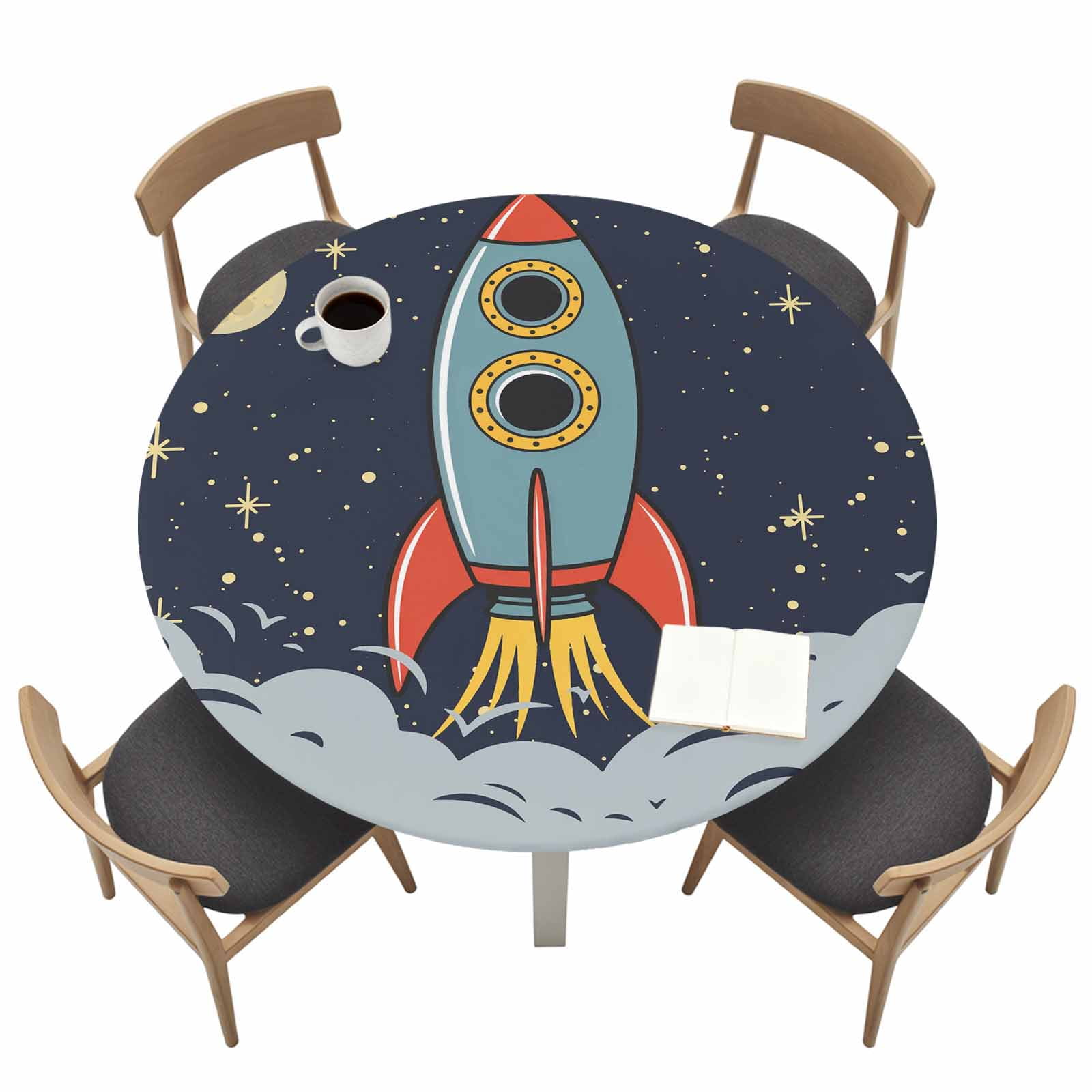 Cartoon Fitted Tablecloth with Elastic Edged, Round Table Cloth for ...