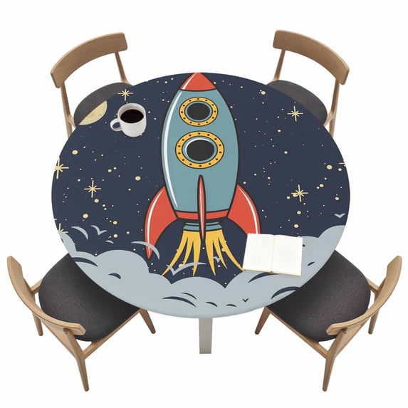 Cartoon Fitted Tablecloth with Elastic Edged, Round Table Cloth for ...