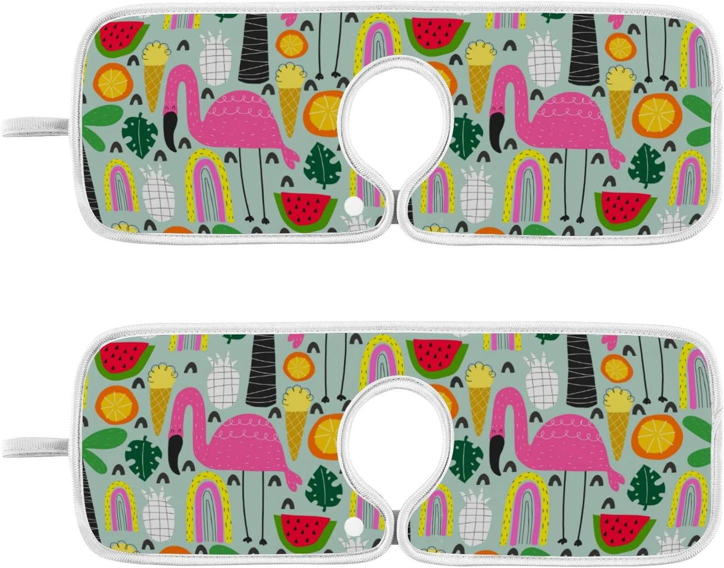 Cartoon Flamingos Sink Splash Guard for Faucet 2 Packs Faucet Absorbent ...