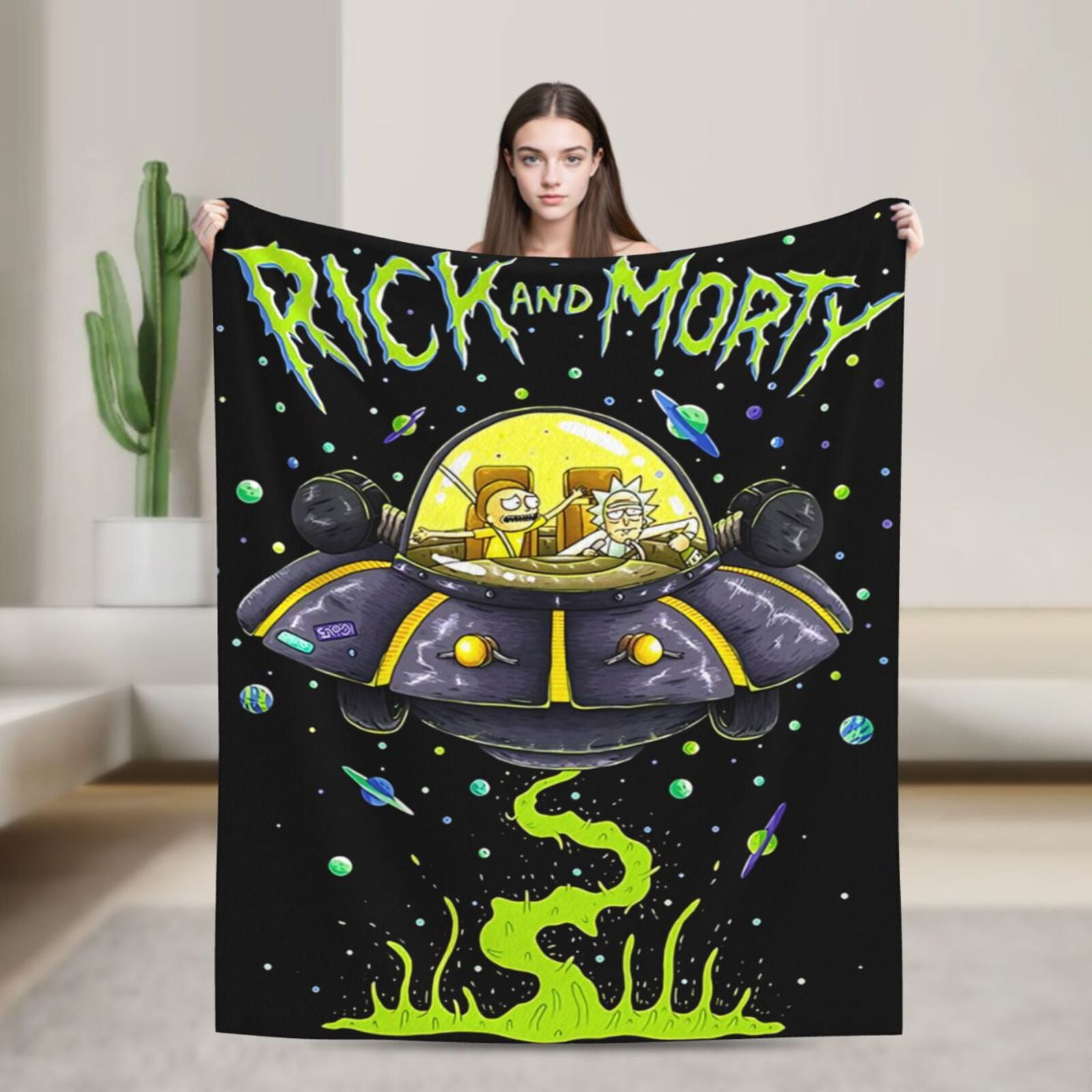 Cartoon Flannel Blanket Cartoon Rick And Morty Funny Ultra-Soft Warm ...