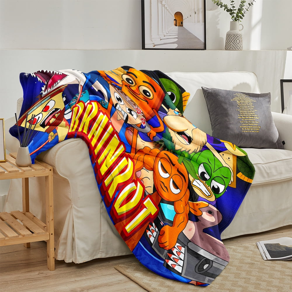 Cartoon Flannel Blanket, High-Definition Cartoon Character Print, Warm ...